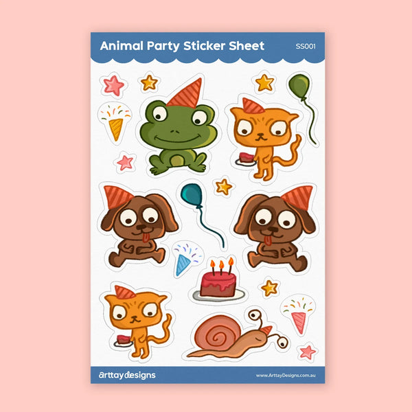 Animal Party Sticker Sheet – Arttay Designs