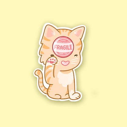 Fragile Cat Sticker – Arttay Designs