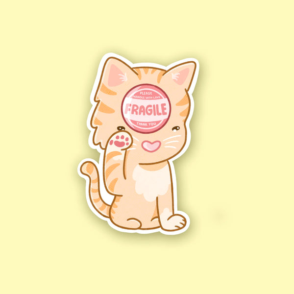 Fragile Cat Sticker – Arttay Designs